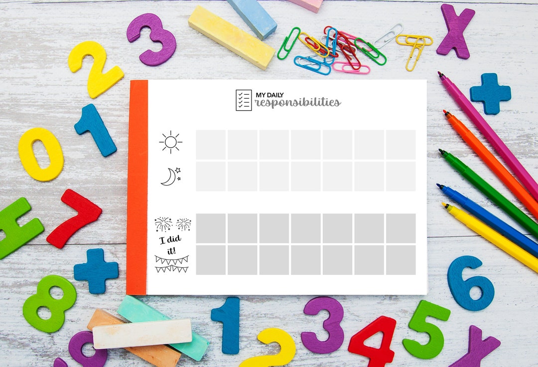 My Daily Responsibilities - Chore Chart - INSTANT DOWNLOAD - GRAYSCALE ...