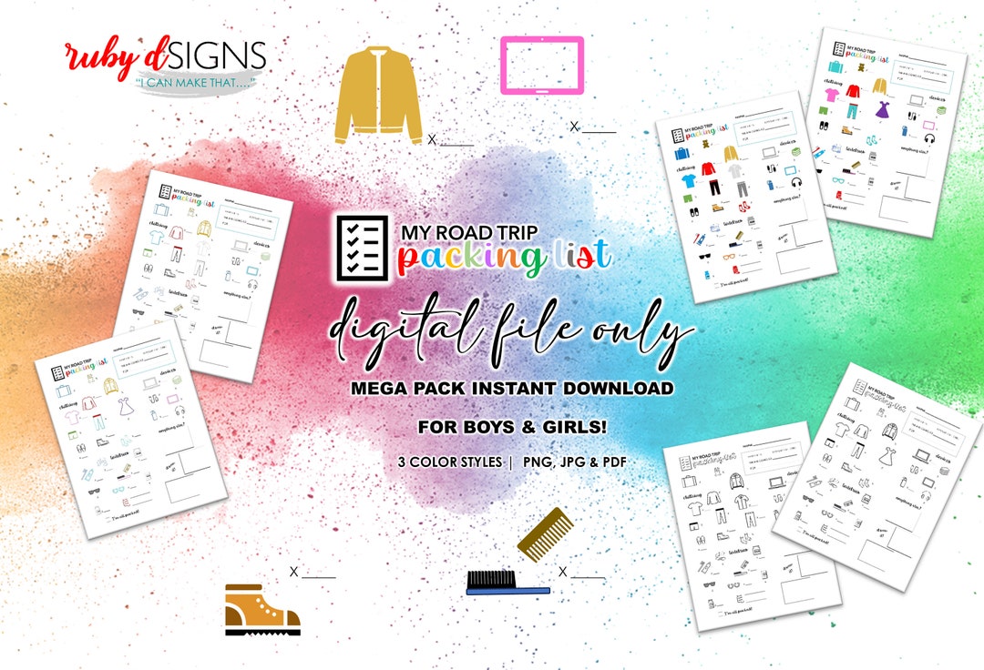 Printable Road Trip Packing List Mega Pack (boys & Girls) - Stay ...