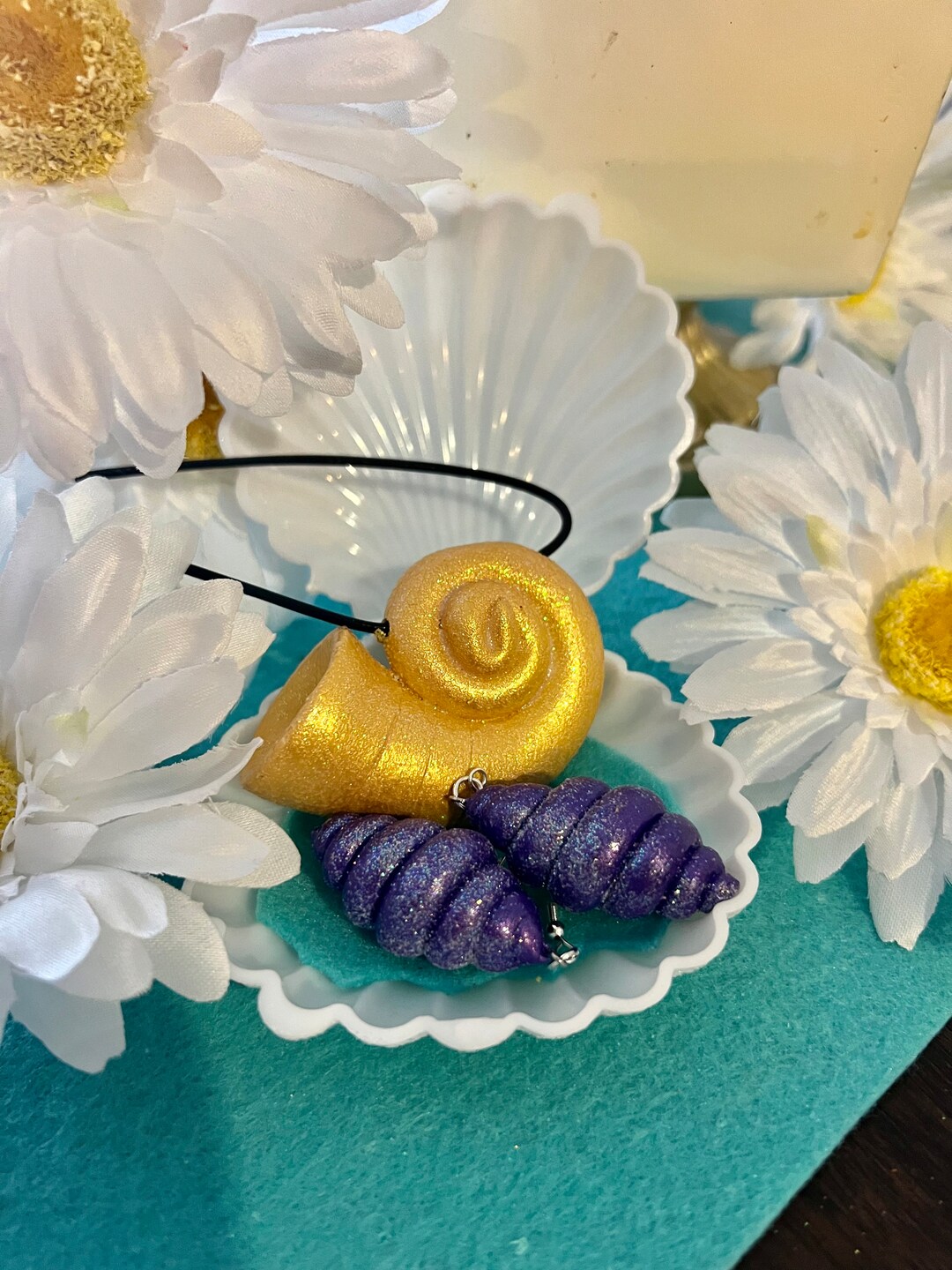 Disney Inspired Ursula Sea Shell Necklace and Earring Set From - Etsy