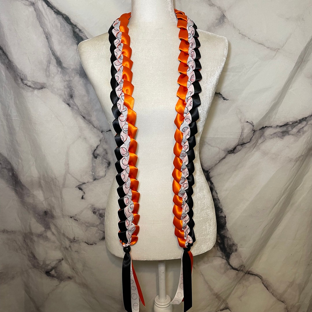 Ready to Ship: 7/8 Baseball Open Lei (orange/black) - Etsy