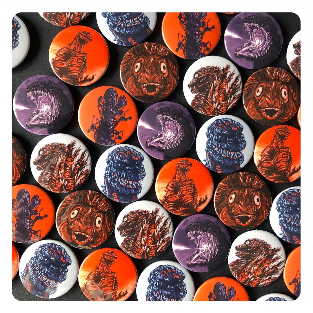 Godzilla Badges - Shin Godzilla Sketch Series Tribute - 6 Different ...