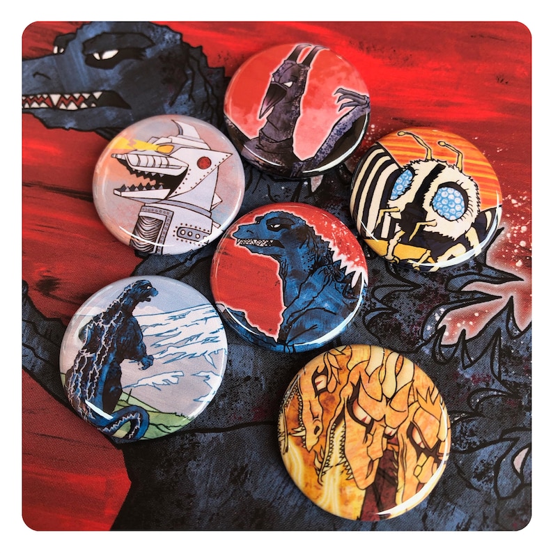 Godzilla Bundle Postcards, Zine and Button Badge Set // Showa-era ...