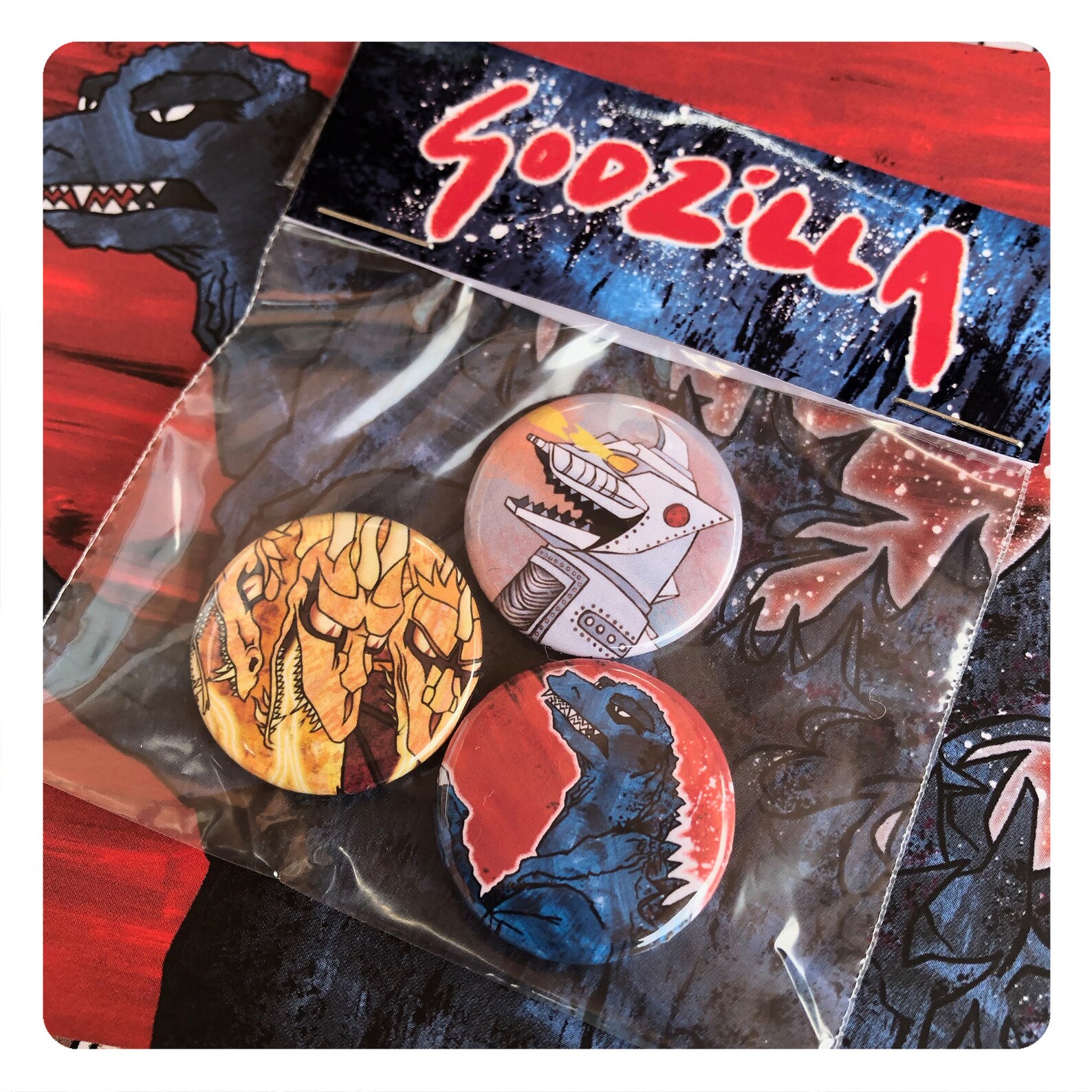 Godzilla Badges 6 Different Designs // Gojira / Ghidorah / - Etsy UK