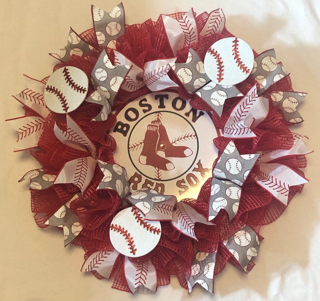 Boston Red Sox Deco Mesh Wreath - Etsy