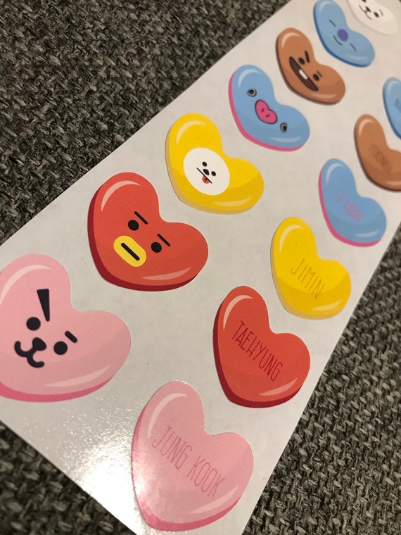 BT21 heart stickers, BTS sticker, Bangtan sticker, BTS army stickers ...