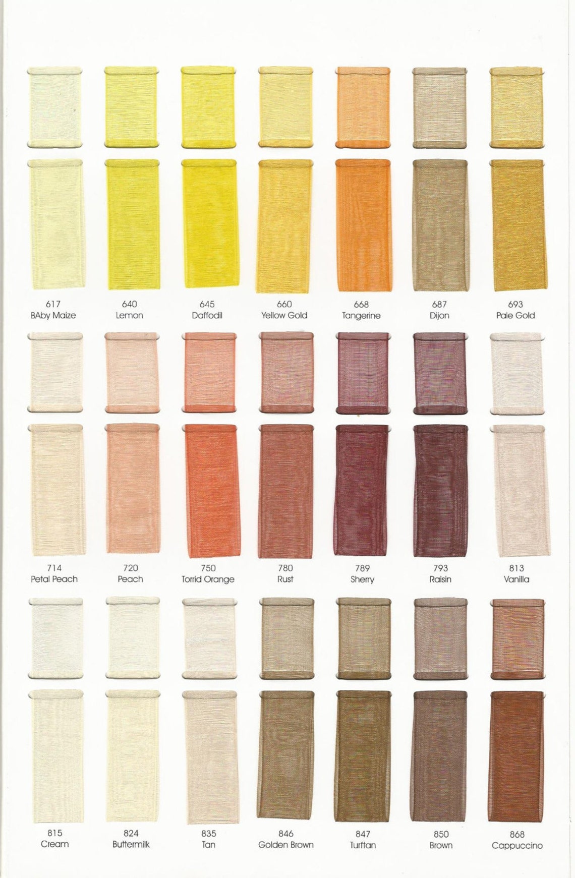 Colourfullife, Physical COLOR CHART, Polyester Organza Ribbon, 84 ...