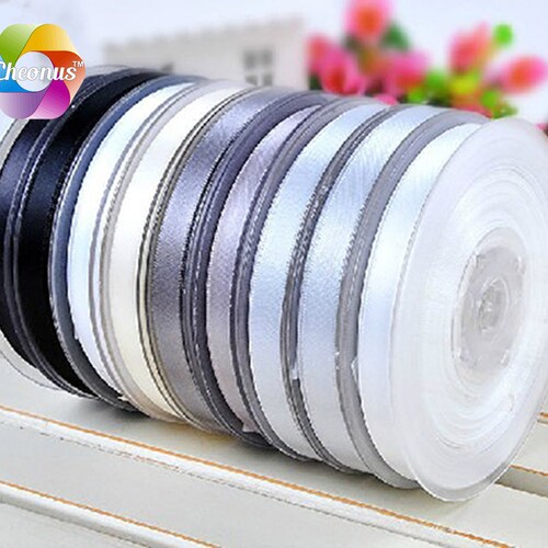 100 Yards Polyester Grosgrain Ribbon Black White Gray - Etsy