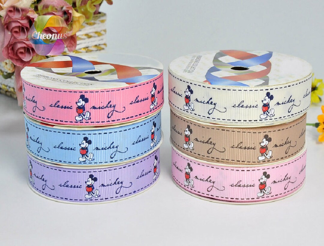 5 Yards 1 Inch 1'' 25mm Grosgrain Ribbon Disney Classic Mickey Mouse ...
