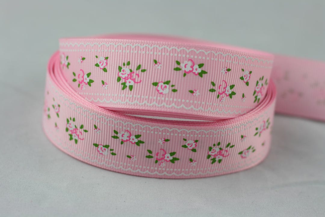 5 Yards 1 Inch 25mm Grosgrain Ribbon Lovely Small Floral Jasmine ...
