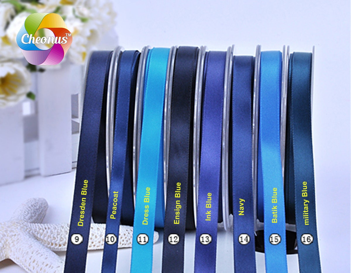 100 Yardsdouble Faced Satin Ribbon Blue Deep Blue - Etsy