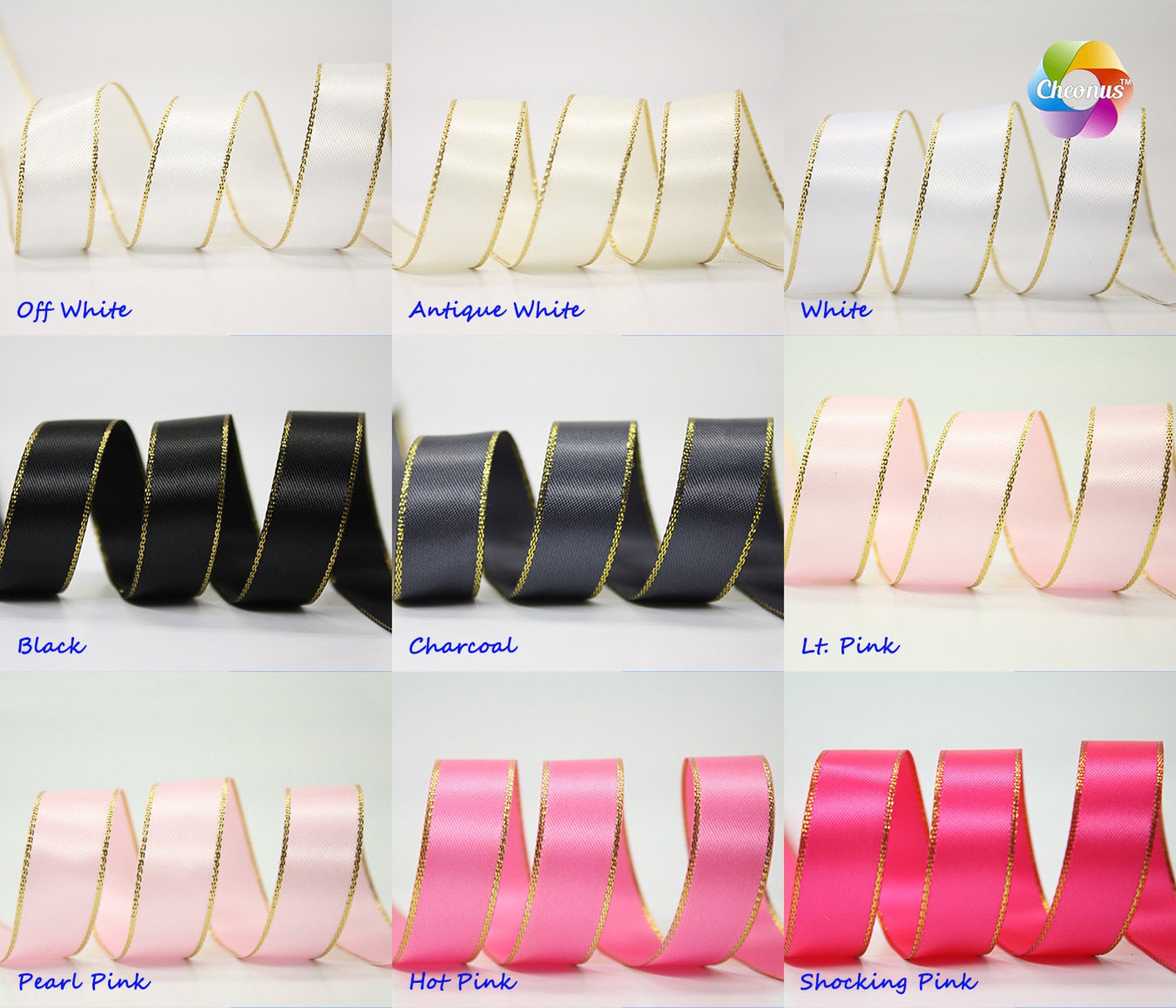 100 Yards Gold Metallic Edge Satin Ribbon 35 Colors | Etsy