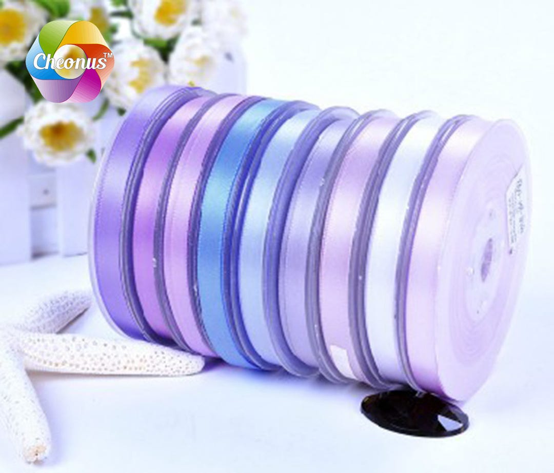 10 Yards, 1/4", 3/8", 5/8'', 3/4'', 7/8'', 1‘’ Satin Ribbon, Purple I ...