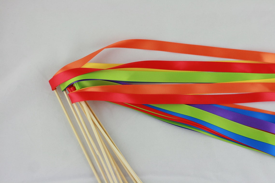 50PCS Wedding Wands With Triple Ribbon Rainbow Colourful Wand | Etsy
