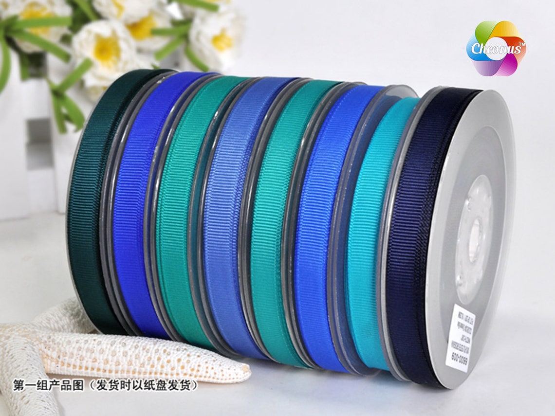 100 yards Polyester Grosgrain ribbon Blue Deep blue | Etsy