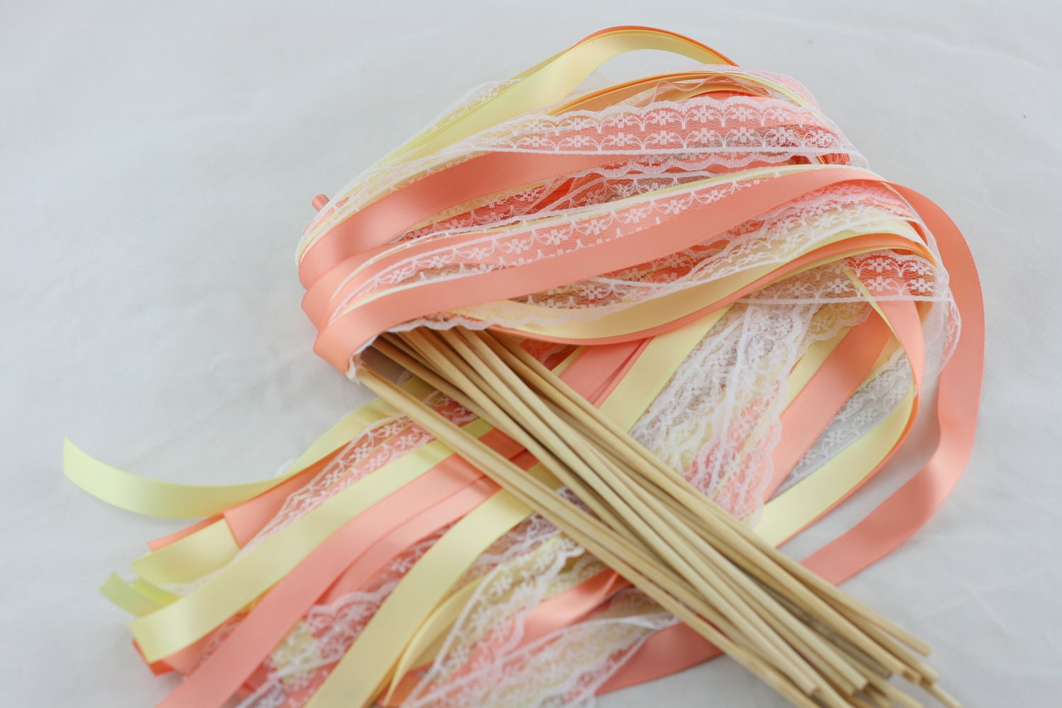 50PCS Ribbon Wands with Double ribbon Single Lace ribbon and | Etsy