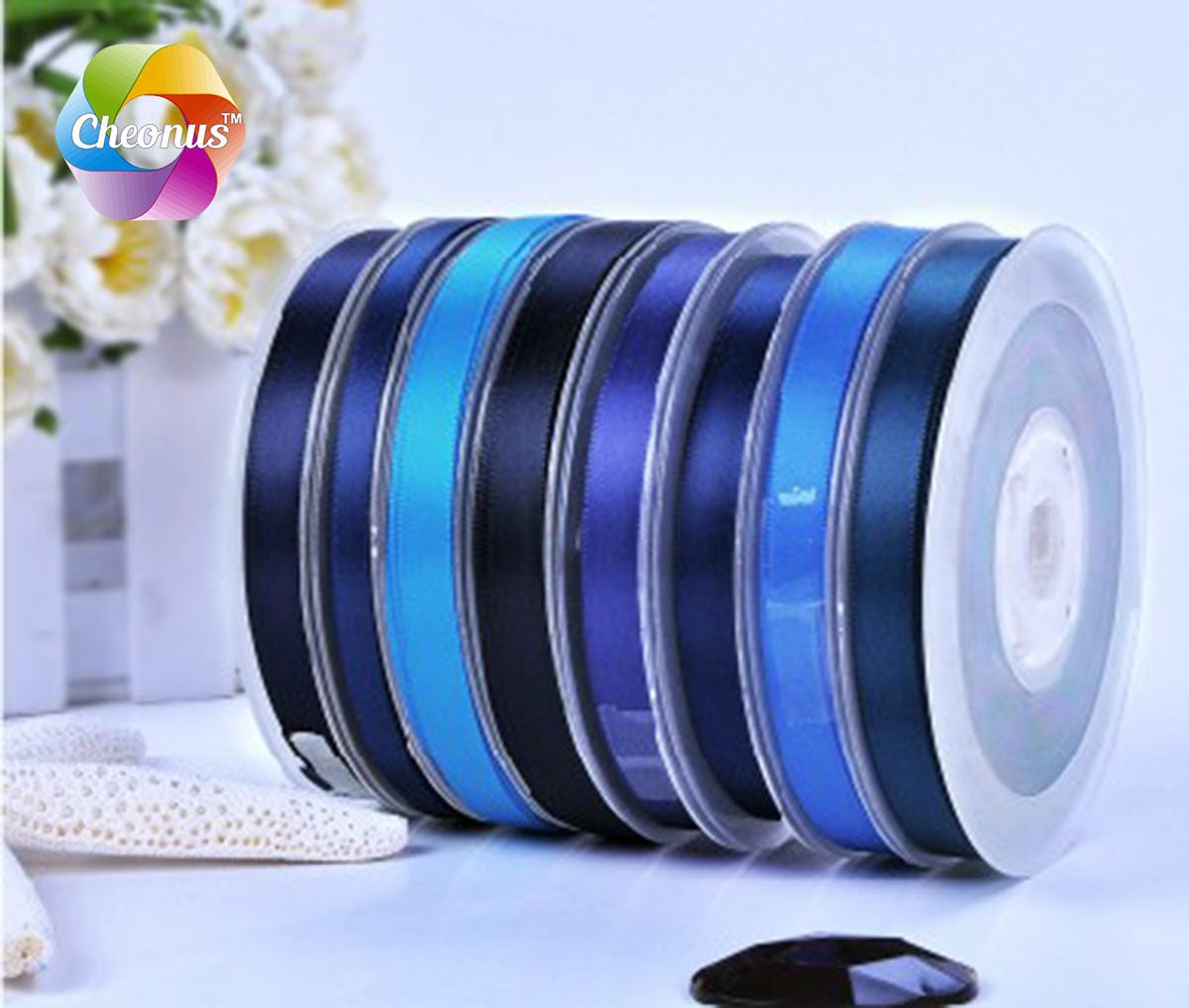 100 Yardsdouble Faced Satin Ribbon Blue Deep Blue | Etsy