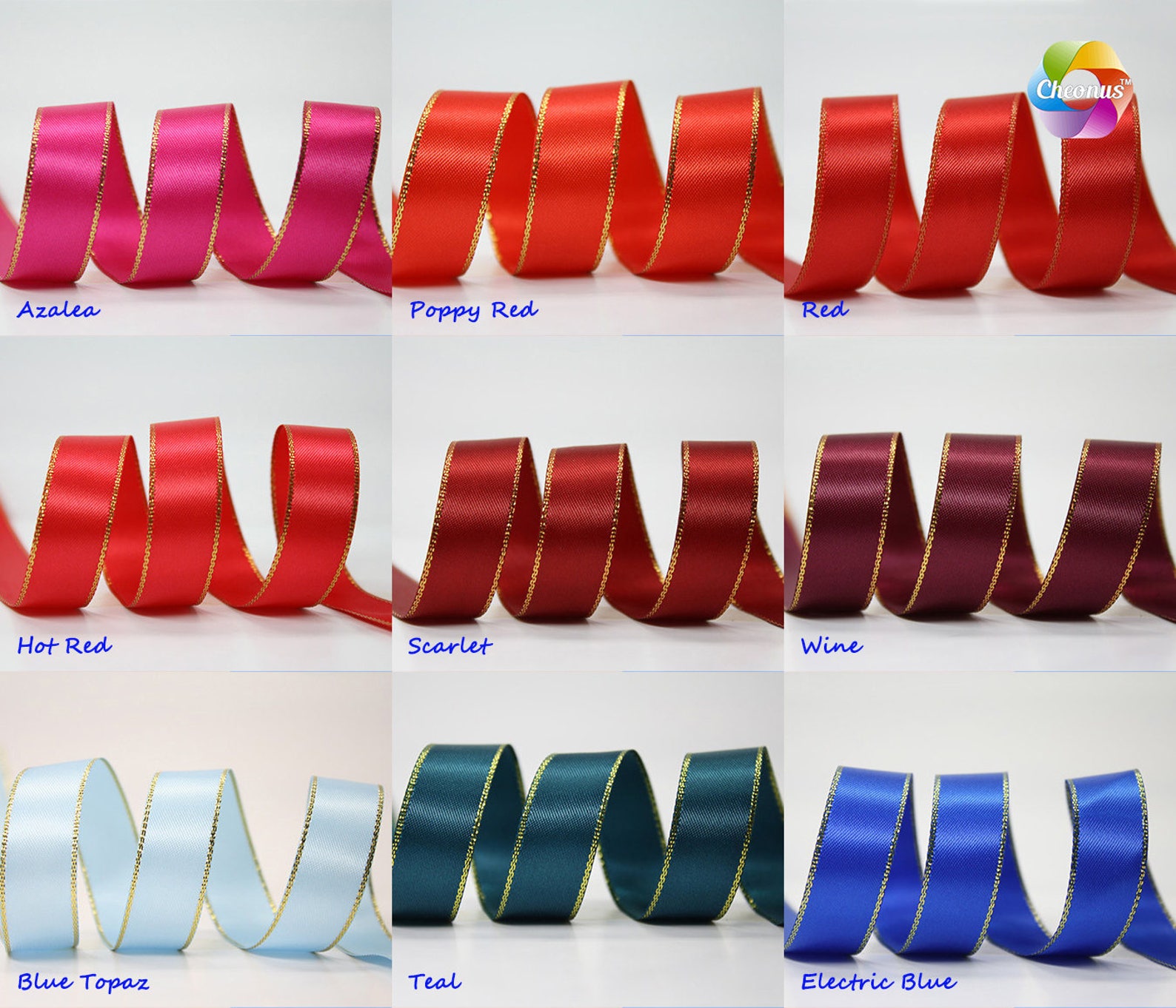 100 Yards Gold Metallic Edge Satin Ribbon 35 Colors | Etsy