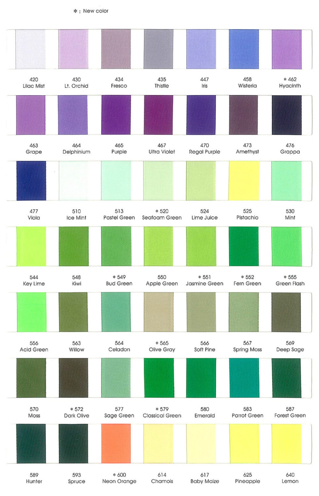 Colourfullife, Physical COLOR CHART, Polyester Satin Ribbon, 196 Colors ...