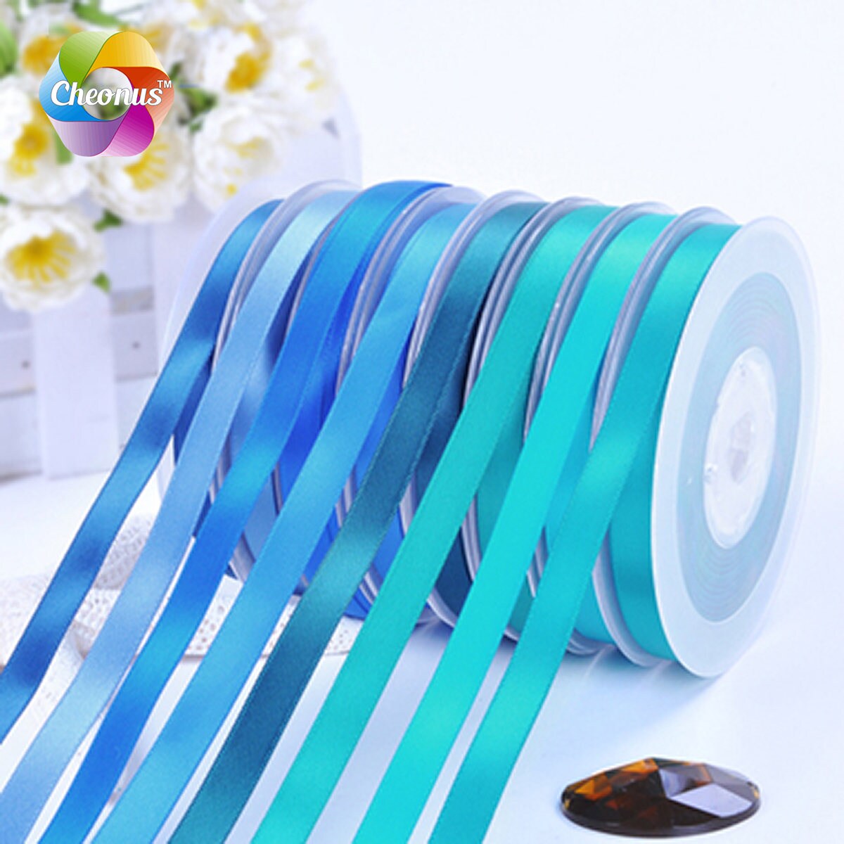 100 Yardsdouble Faced Satin Ribbon Blue Deep Blue | Etsy