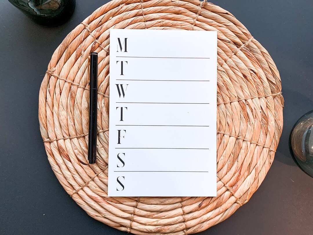 Weekly Notepad | 5.5x8.5 Half Letter Notepad, Minimal Stationery ...