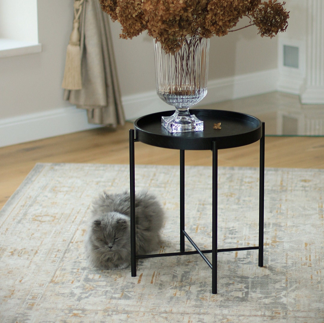 Oak Tray Side Table With Metal Legs Small Side Table Side - Etsy