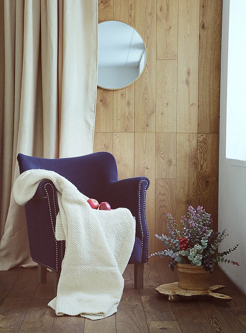 Round oak hanging mirror wood frame mirror Entrance mirror | Etsy