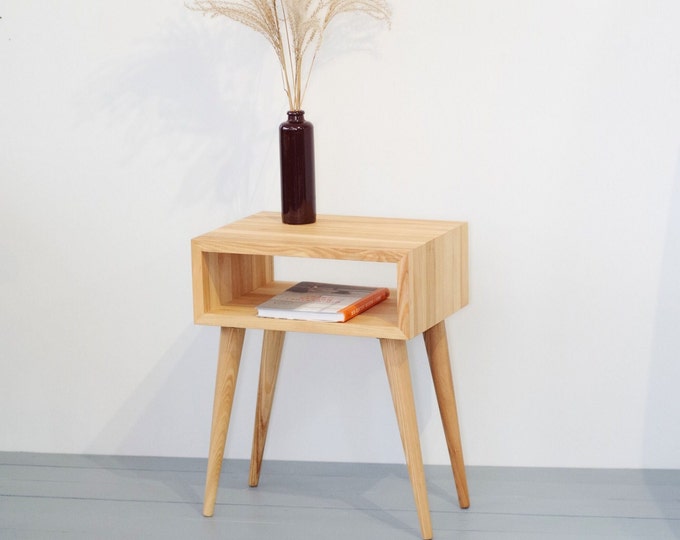 Japandi Style Nightstand Side Table End Table Ash Modern Table Bedside ...