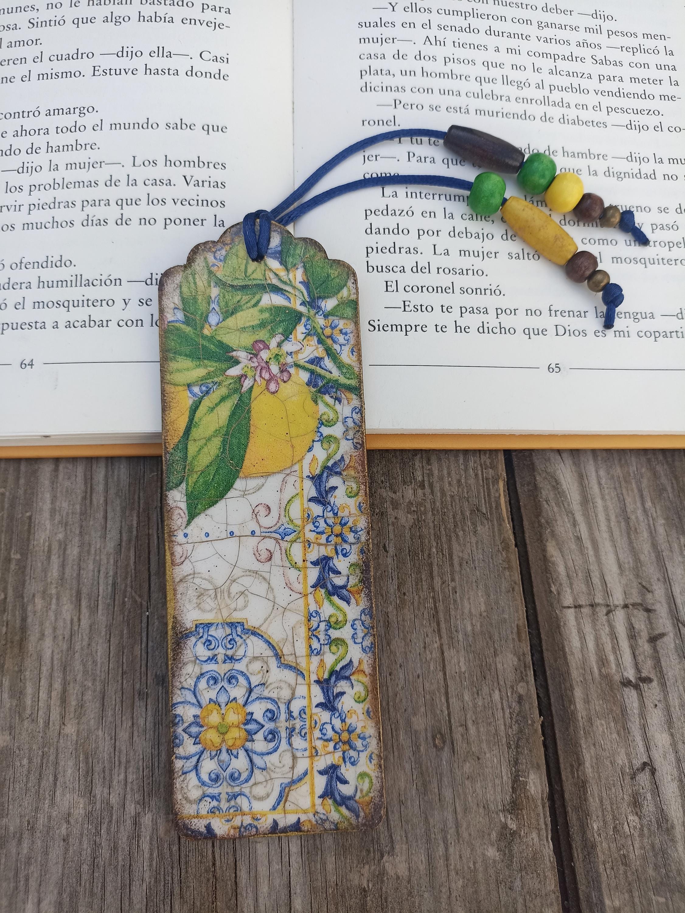 Spanish Andalusian Blue and White Tile Ceramic Bookmark, Lemon Citrus ...
