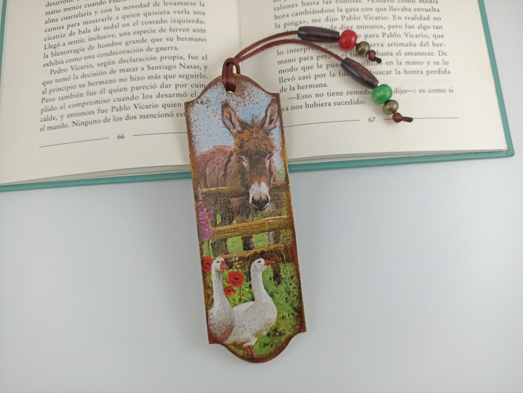 Donkey Geese Wooden Bookmark, Spring Donkey Duck Farm Wood Handmade ...
