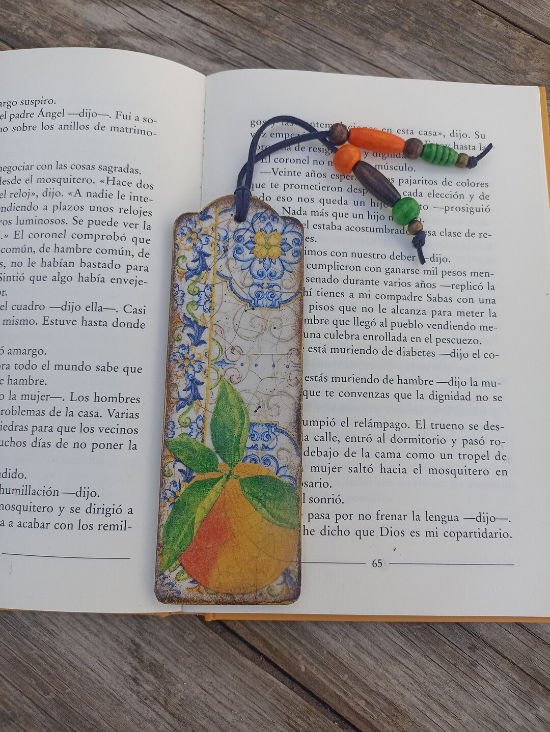 Spanish Andalusian Blue and White Tile Ceramic Bookmark, Orange Citrus ...