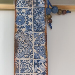 Blue and White Tile Azulejo Bookmark, Wood Bookmark, Spanish Portuguese ...