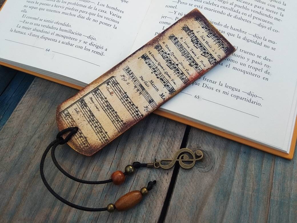 Musical Musician Drums Music Sheet Wooden Bookmark, Treble Clef ...
