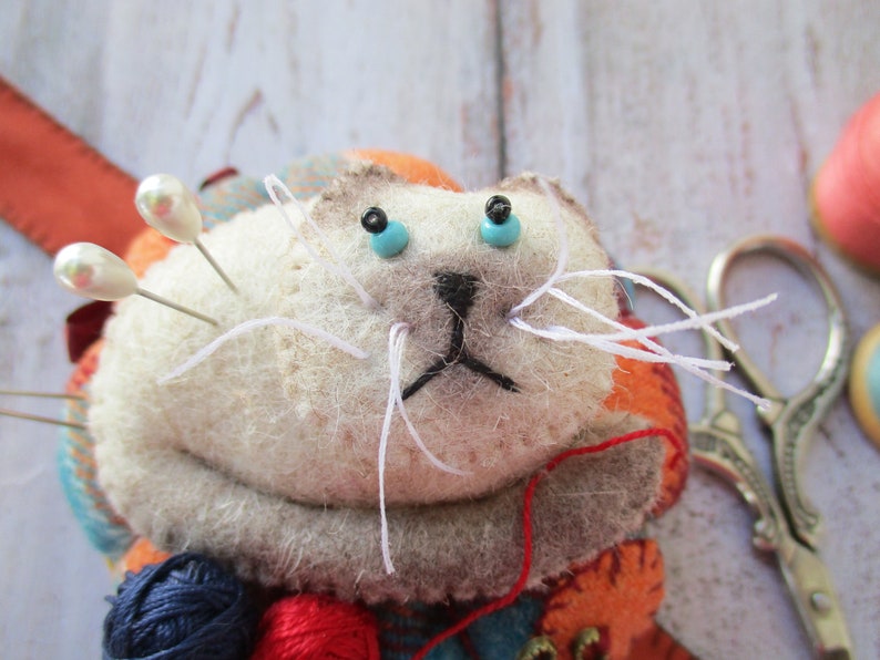 Handmade wrist pin cushion siamese cat Cat pin cushion | Etsy