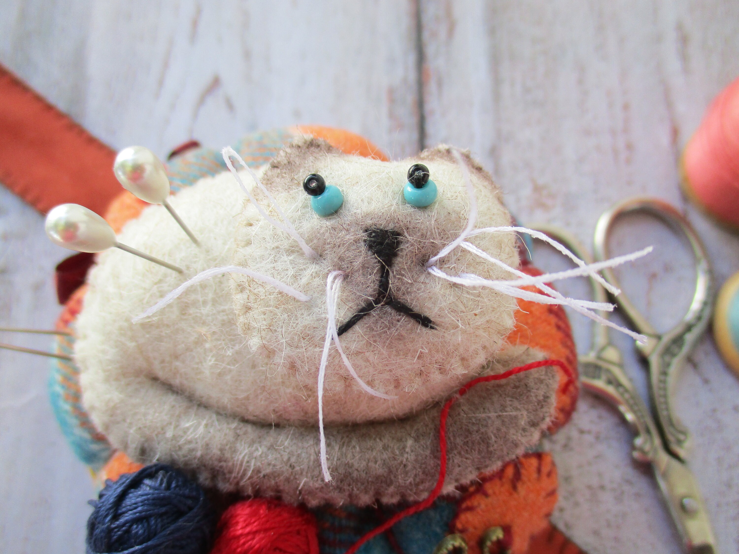 Handmade Wrist Pin Cushion Siamese Cat Cat Pin Cushion - Etsy
