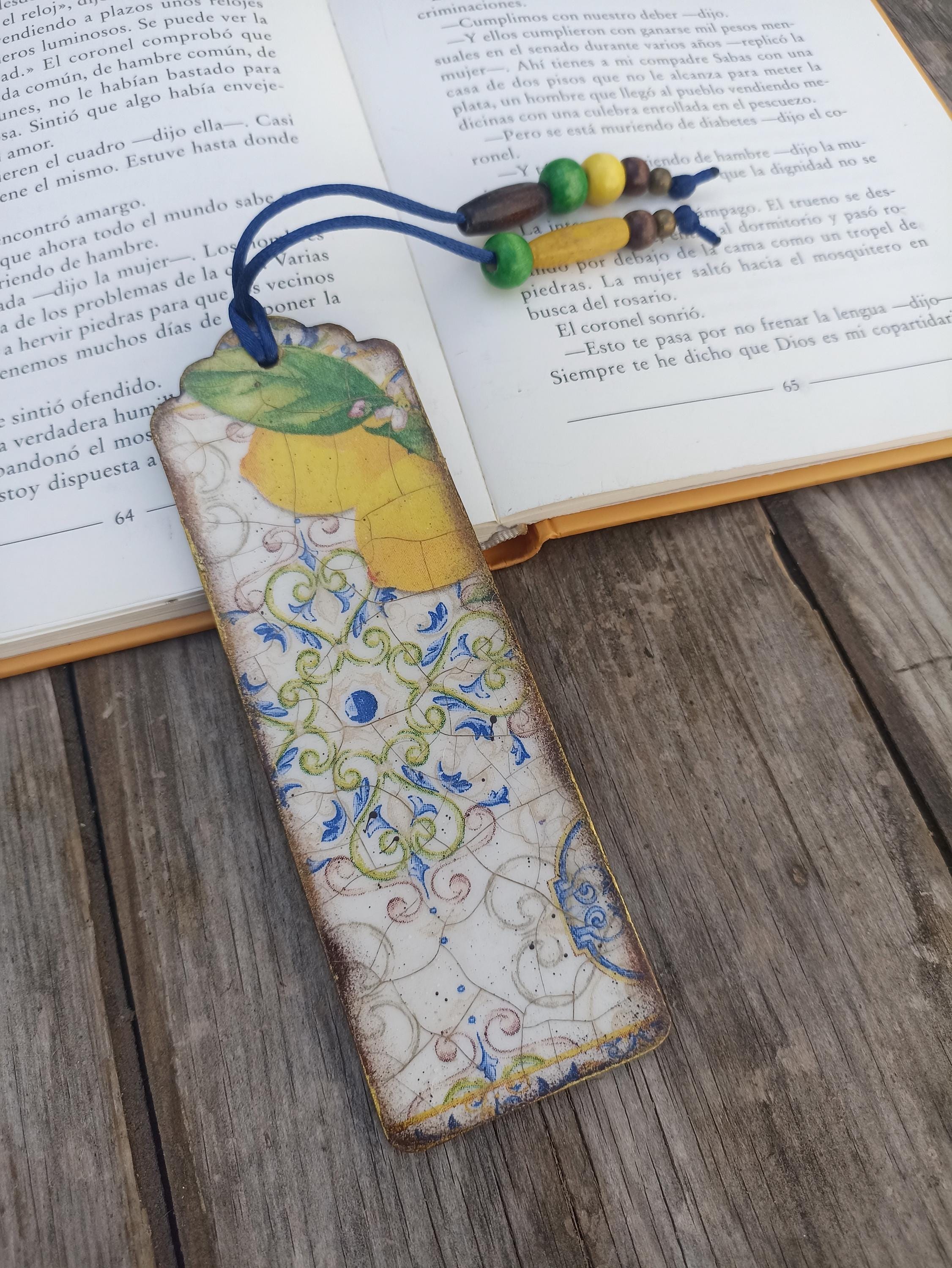 Spanish Andalusian Blue and White Tile Ceramic Bookmark, Lemon Citrus ...