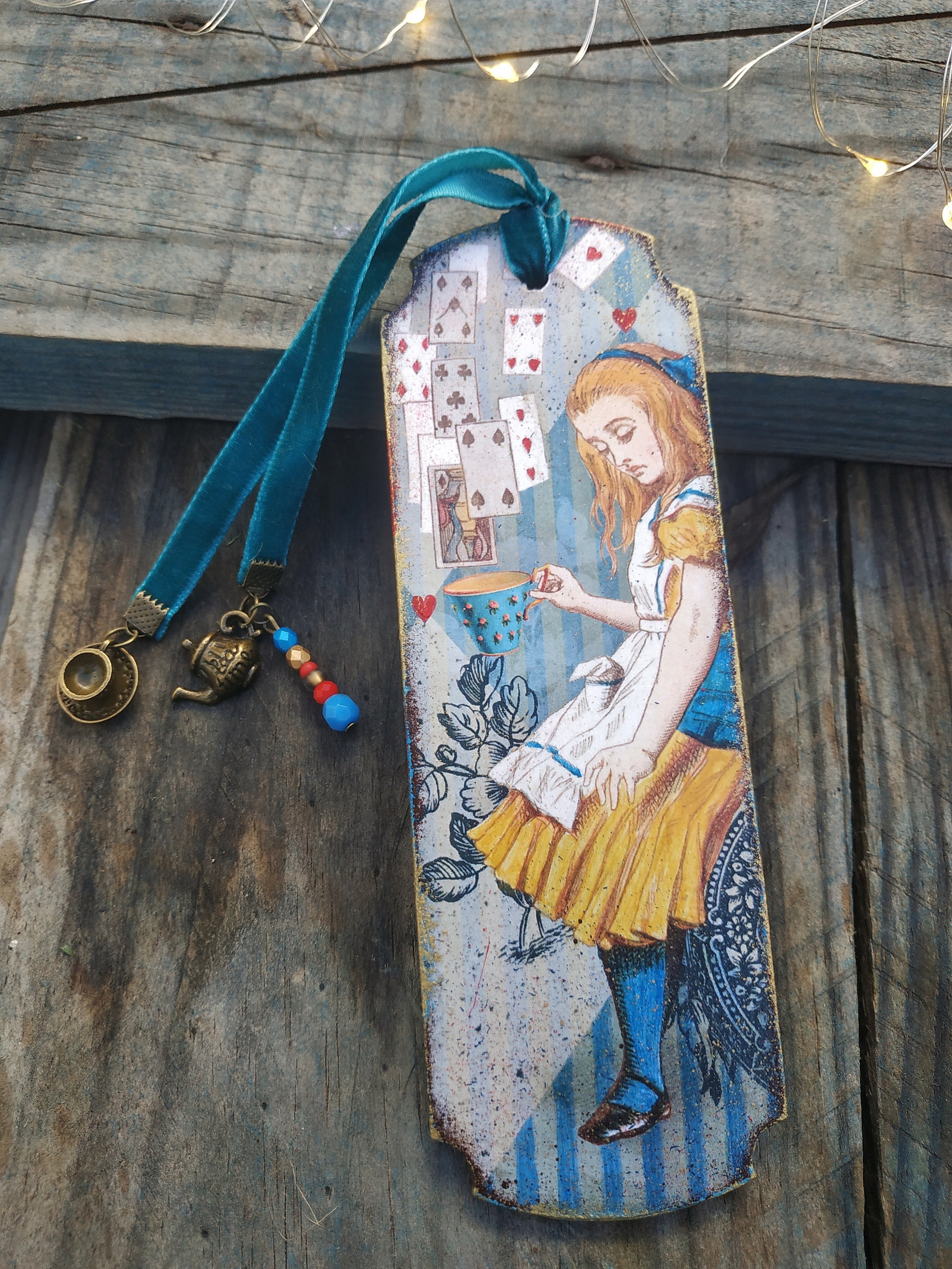 Alice in Wonderland Bookmark, Wood Literary Bookmark, Mad Tea Party ...
