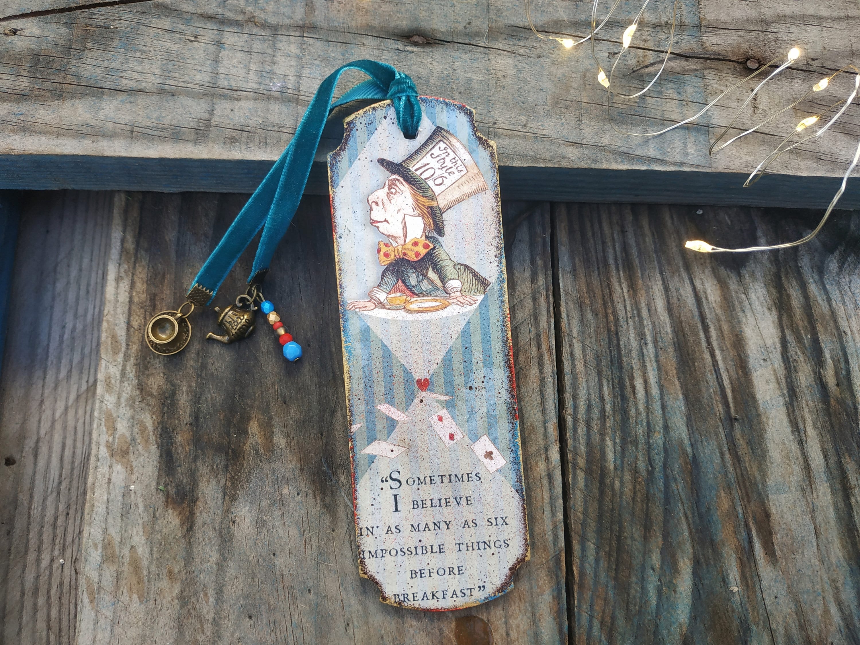 Alice in Wonderland Bookmark, Wood Literary Bookmark, Mad Tea Party ...
