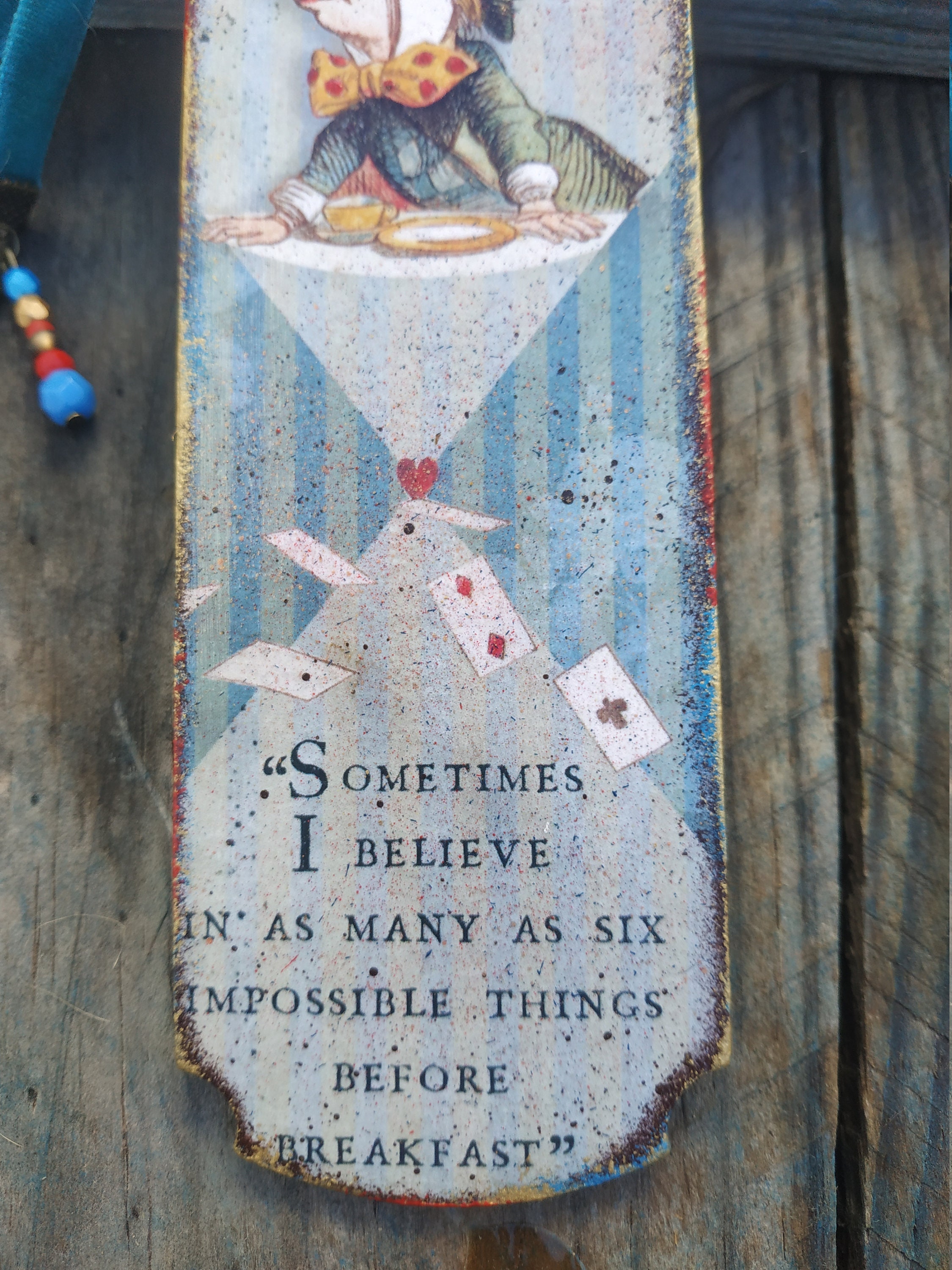 Alice in Wonderland Bookmark, Wood Literary Bookmark, Mad Tea Party ...