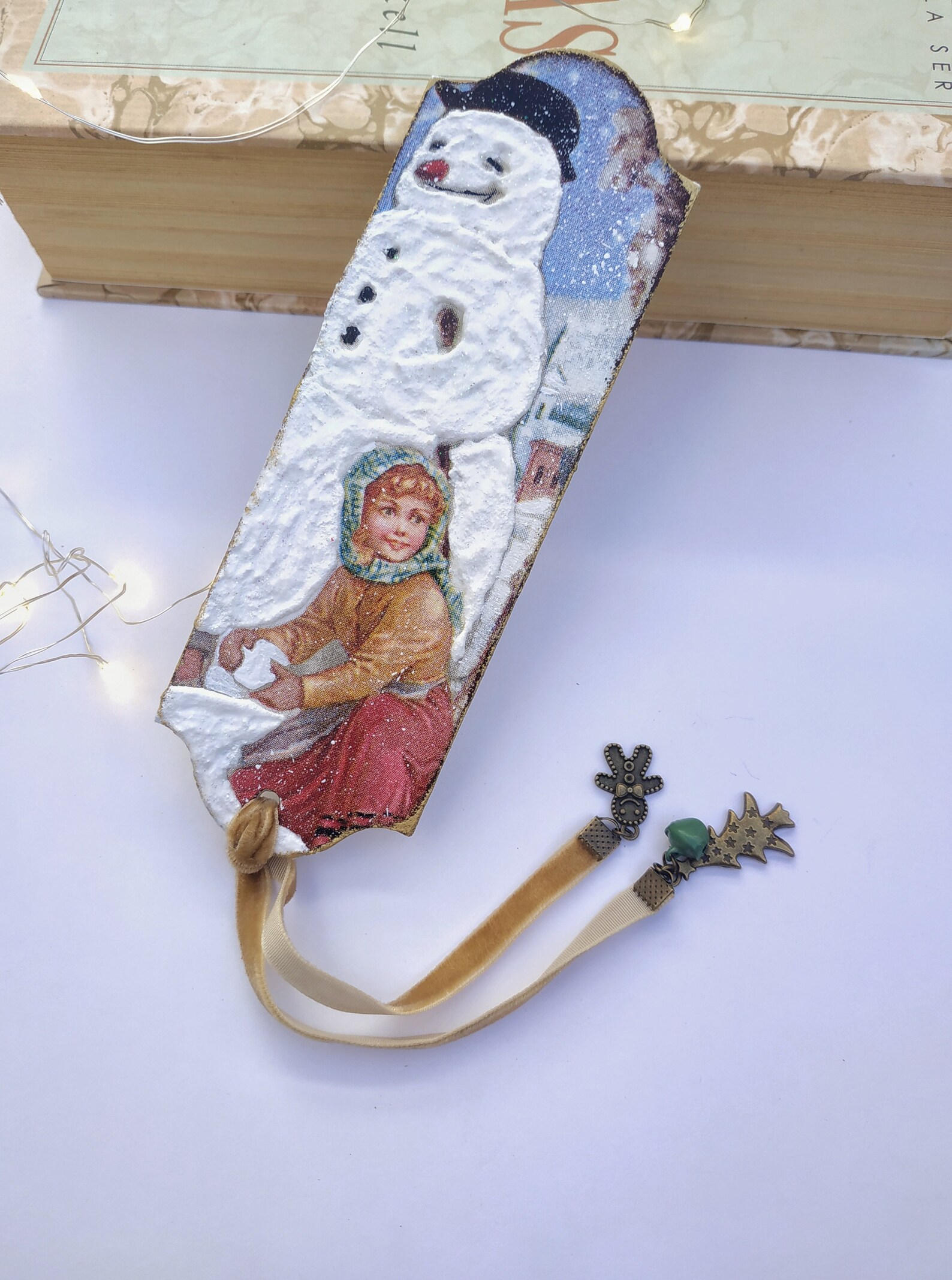 Winter Snowman Christmas Wood Bookmark Traditional Victorian - Etsy
