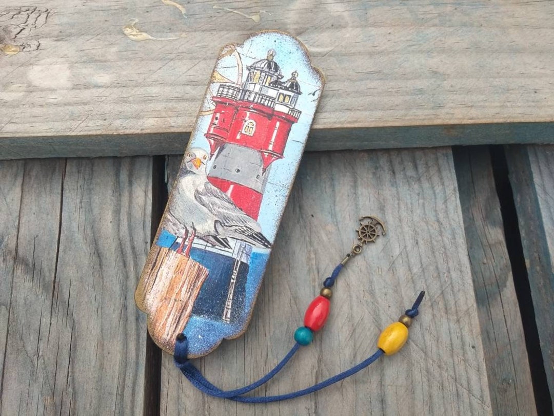 Wooden Sea Lighthouse Bookmark, Sailor Nautical Style Bookmark, Sea ...