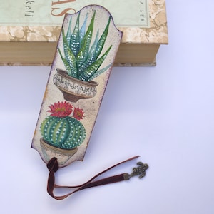 Cactus Succulents Wooden Bookmark, Plants Gardening Lover Gift, Cactus ...