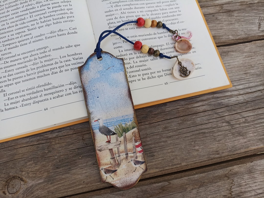 Sea Beach Handmade Wooden Bookmark, Marine Seagull Bookmark, Piping ...