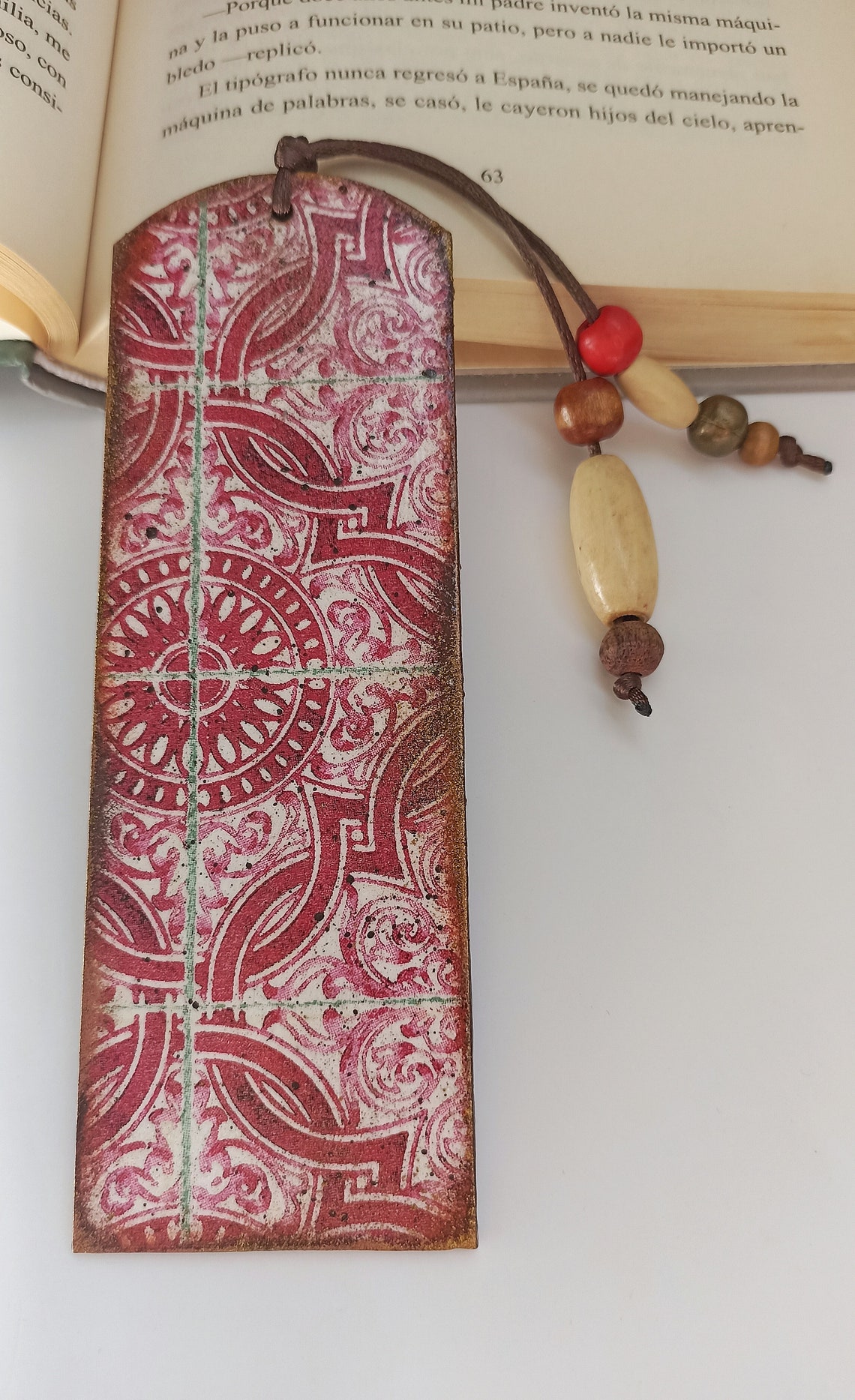 Mosaico Tile Azulejo Bookmark, Wood Bookmark, Spanish Portuguese Tile ...