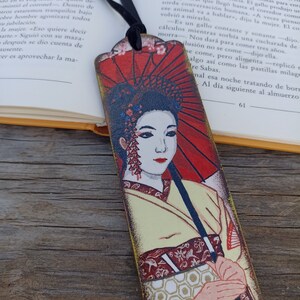 Pretty Japanese Geisha Wooden Bookmark, Botanical Bamboo Japan Bookmark ...