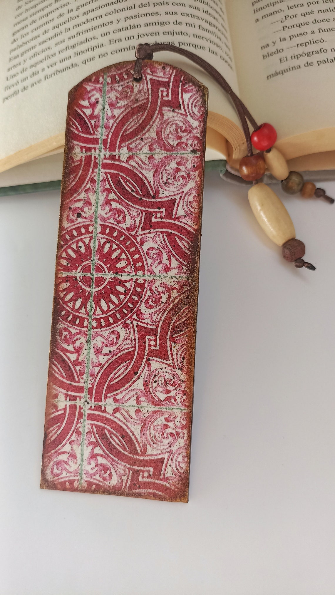 Mosaico Tile Azulejo Bookmark, Wood Bookmark, Spanish Portuguese Tile ...