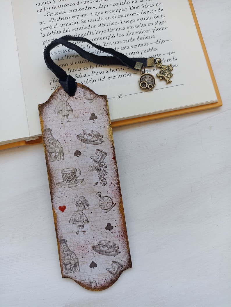 Alice in Wonderland Wooden Bookmark, Wood Alice Tea Party Bookmark ...