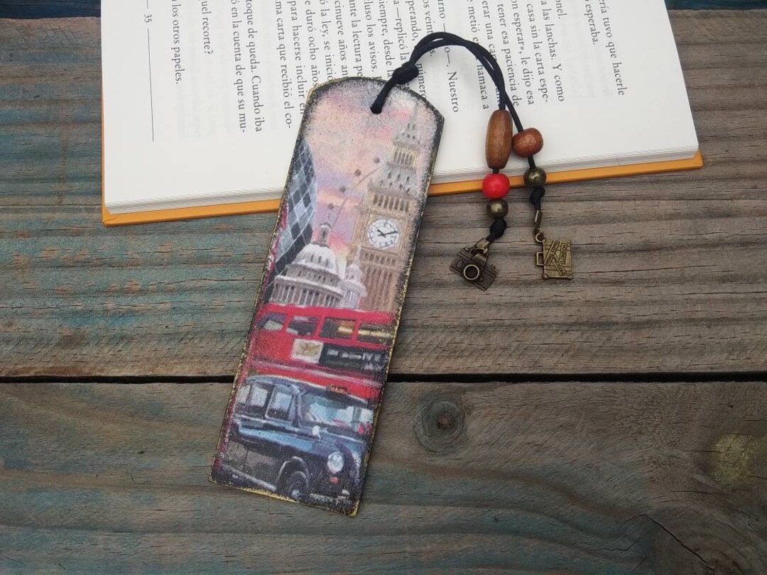 London Big Ben Bookmark, Wood Decoupaged Bookmark, Teacher Gift, London ...