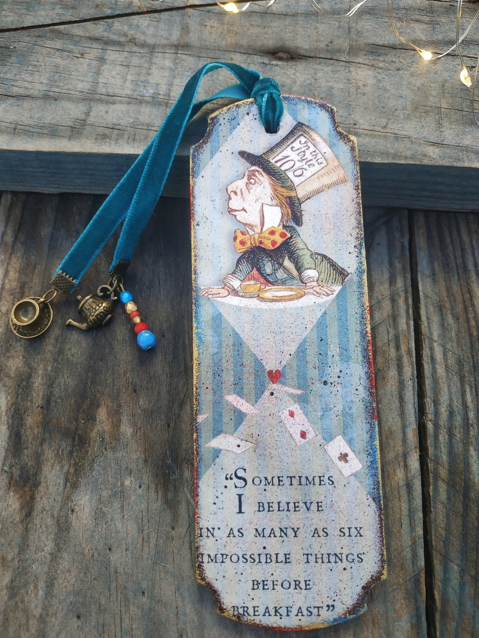 Alice in Wonderland Bookmark, Wood Literary Bookmark, Mad Tea Party ...