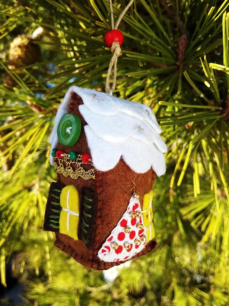Small Gingerbread House Christmas Tree Decorations Little - Etsy