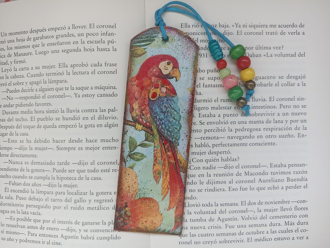 Parrot Wood Decoupaged Bookmark, Tropical Bird Bookmark, Bookish Gift ...